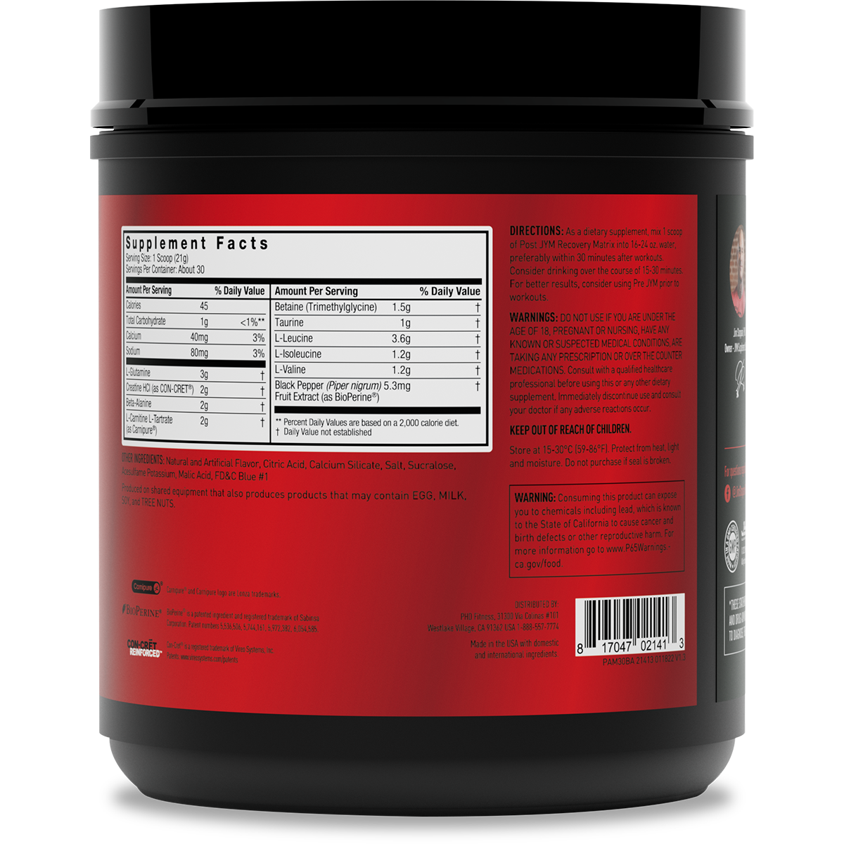 Post JYM BCAAs+ Recovery Matrix | Jym